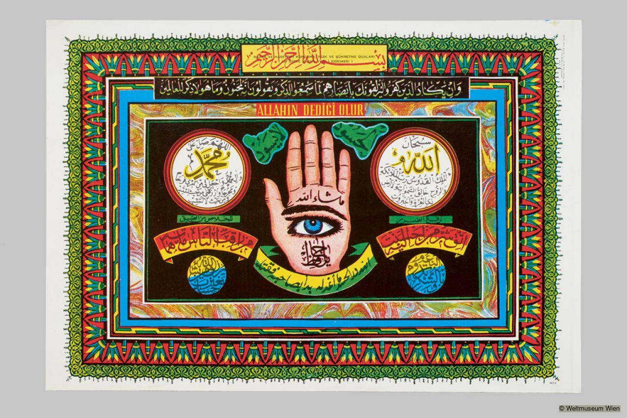 Religious coloured print: Protective hand with eye - Discover Islamic ...