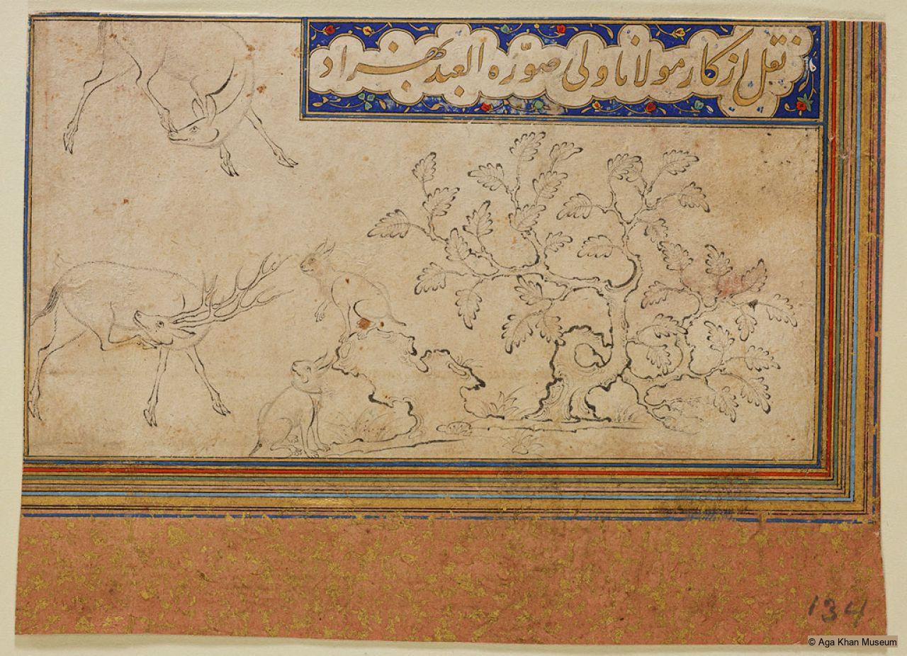 Two caracals and two deer Folio from a 1544–45 album assembled for ...